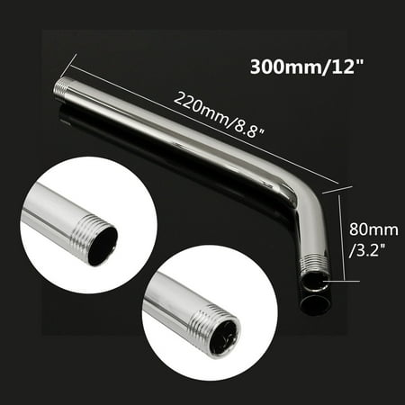 12'' Shower Bathroom Wall Mounted Arm Head Extension Pipe Stainless ...