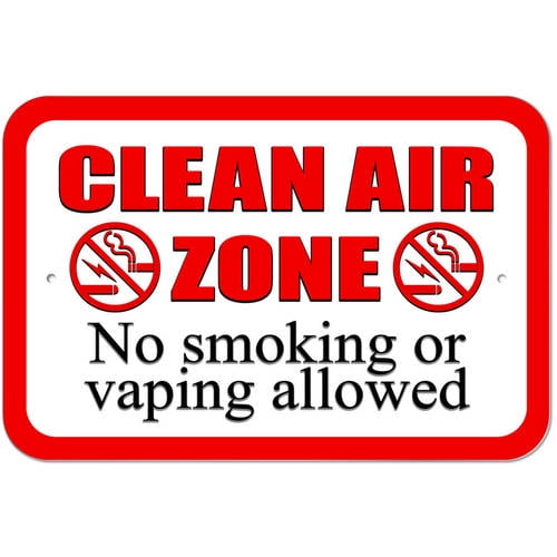 Clean Air Zone No Smoking or Vaping Allowed Symbols Sign - Walmart.com ...