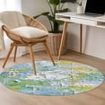 Abstract Geometric 3FT Round Area Rugs Yellow Blue Green Oil Painting ...