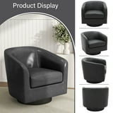 DREAMSIDEA PU Leather Swivel Barrel Club Chair, Modern Accent Chairs ...