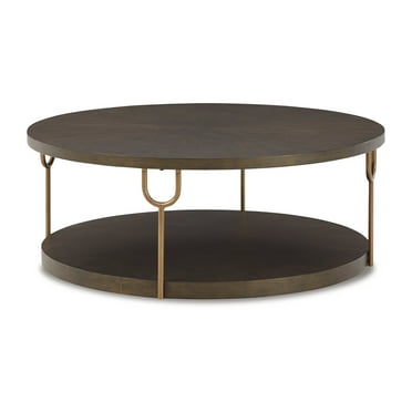 Signature Design by Ashley Frazwa Round Glasstop Coffee Table, Gray ...