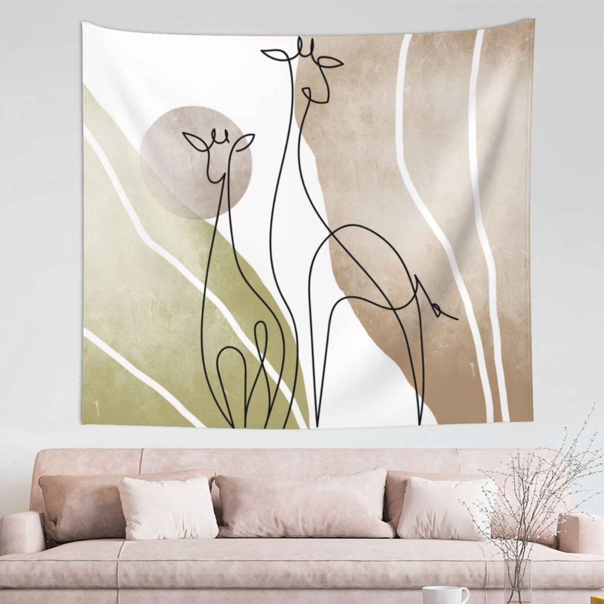 Boho Giraffe Line Art Tapestry, Boho Wall Decor Home Decor Bedroom ...