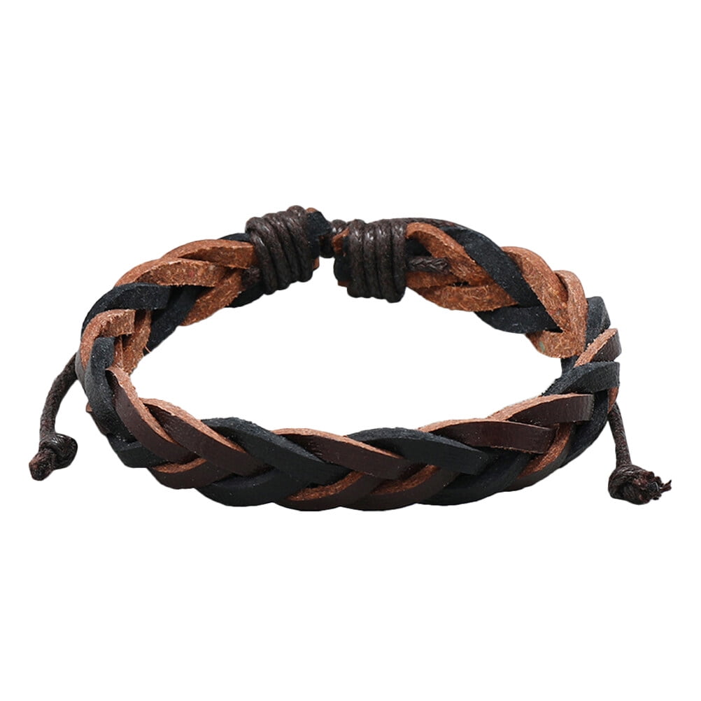 Click here for Har Adhesive Men Bracelet Leather Braided Bracelet... prices