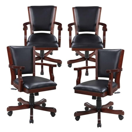 Hathaway Kingston Walnut Poker Table Arm Chair - Set of 4 - Walmart.com
