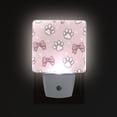 Pink Bows and White Paw Prints LED Night Light Sensor Lamp Plug-in ...