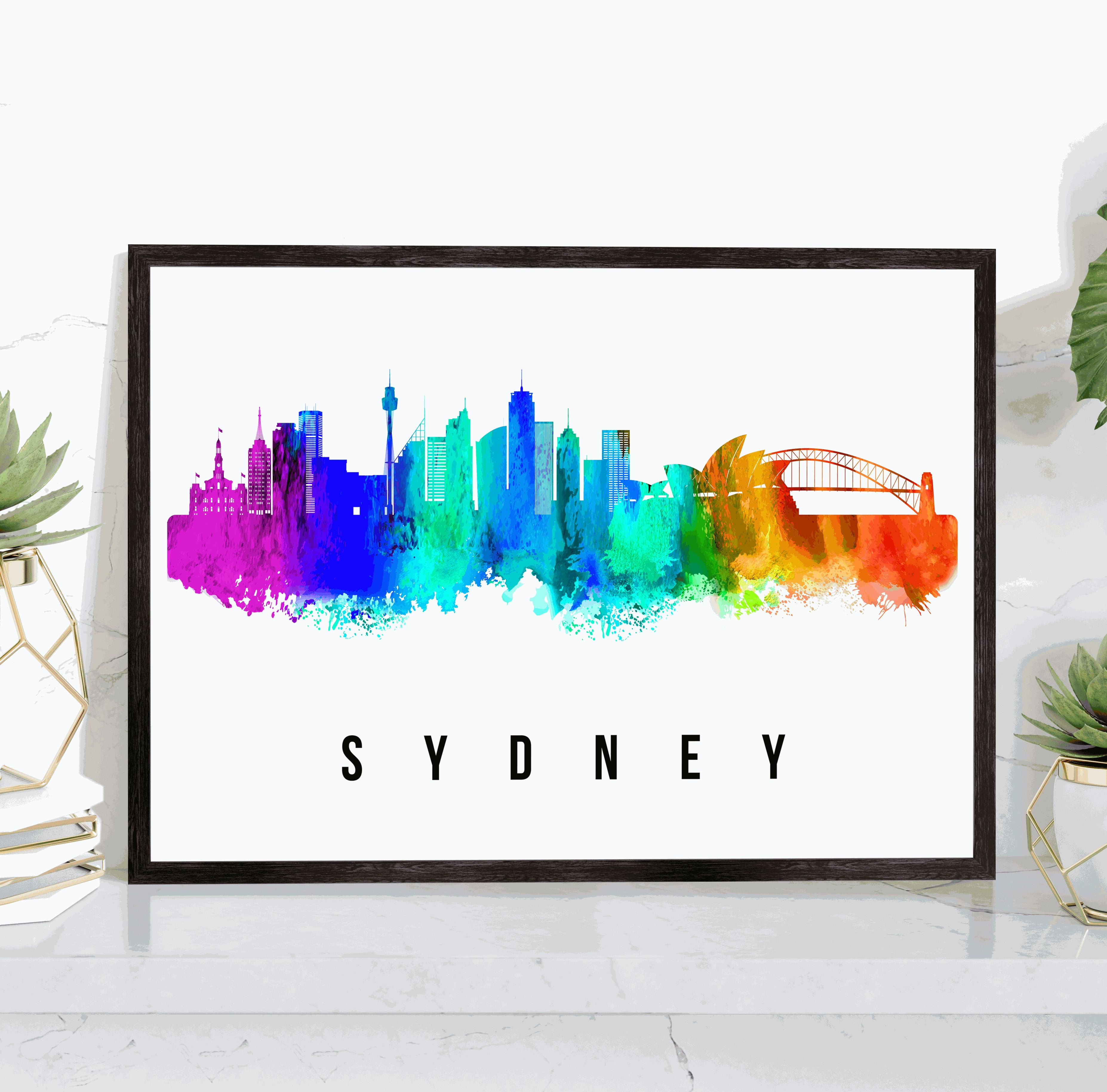 Pera Print Sydney Skyline Australia Poster, Sydney Cityscape Painting ...