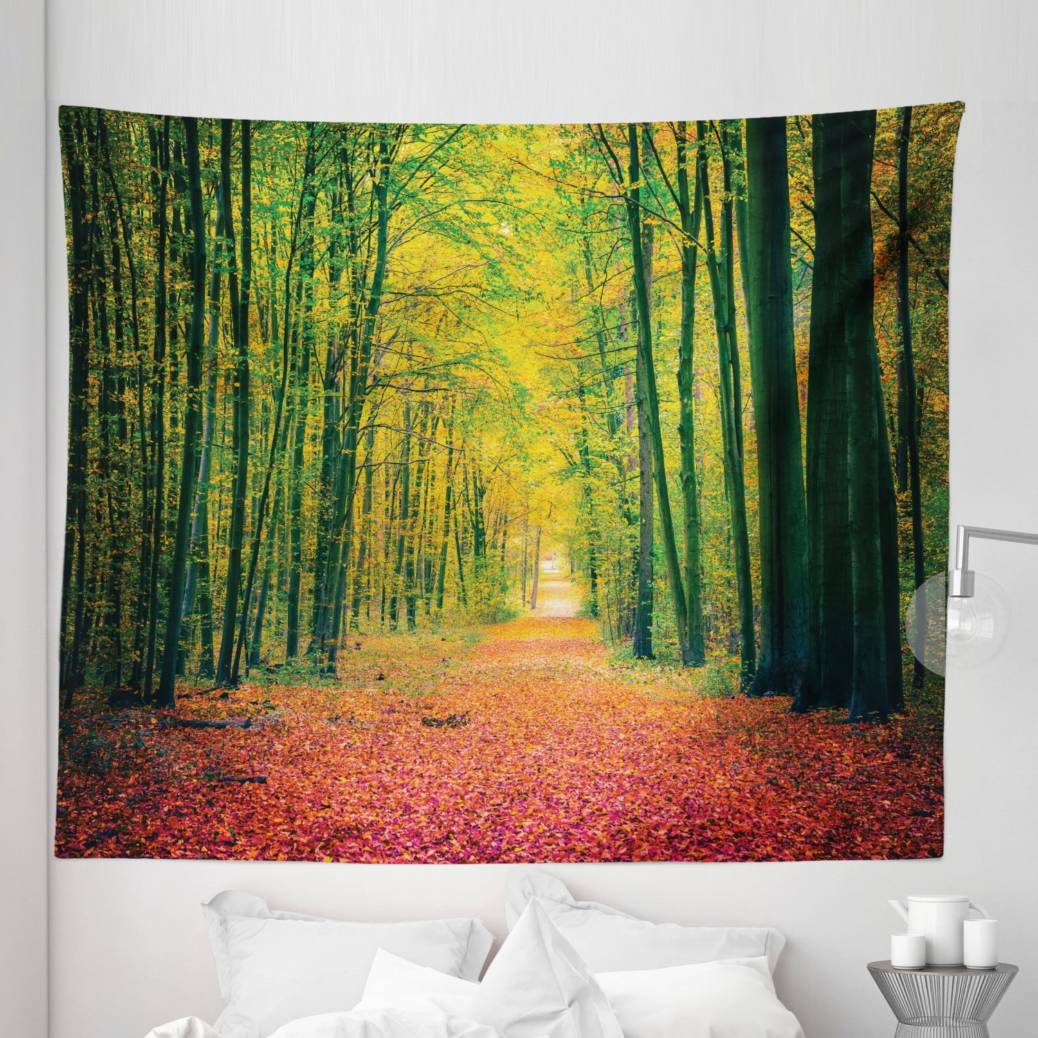 Fall Tapestry, Pathway in Autumn Dramatic Road to Infinity Toned Warm ...