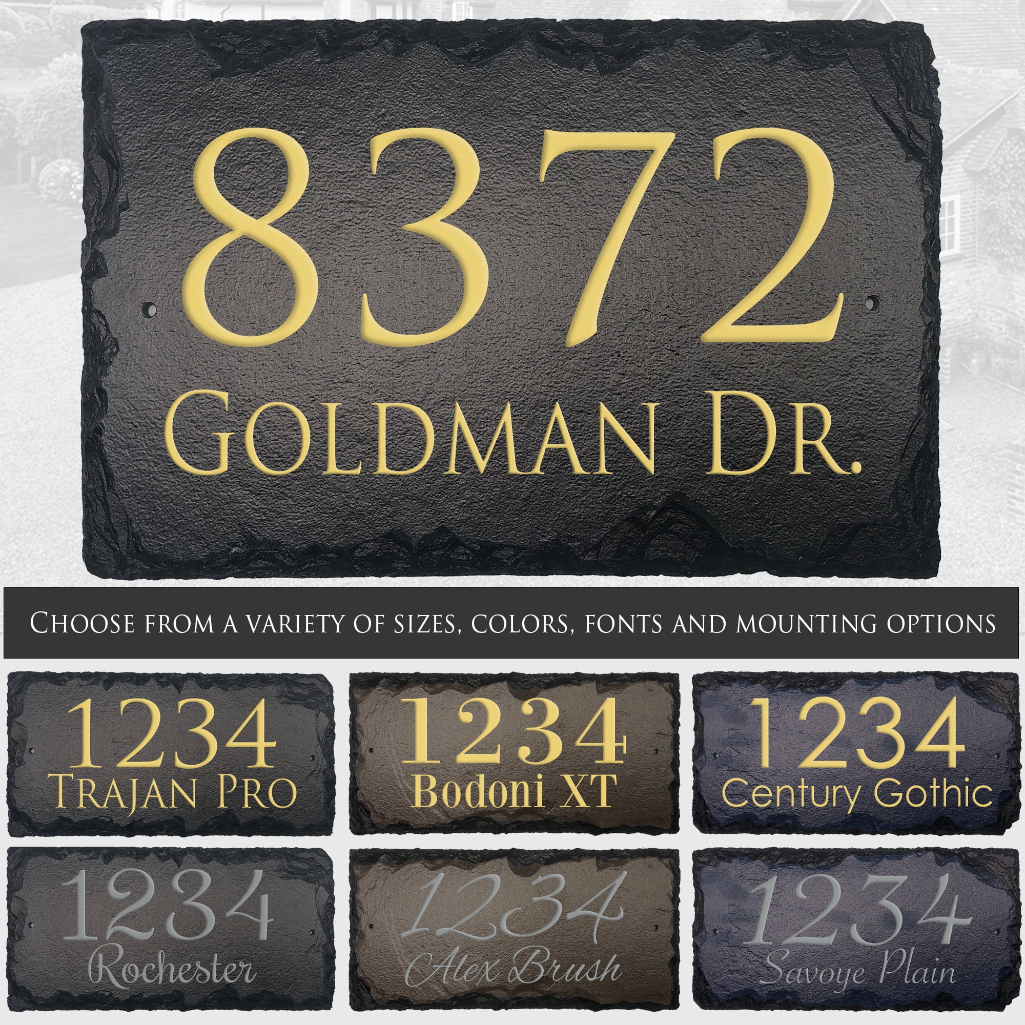 Beautifully Handcrafted and Customizable Slate Home Address Plaque (12 ...