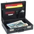 LYS Black Vinyl Attaché Briefcase - Expandable Organizer for Documents ...