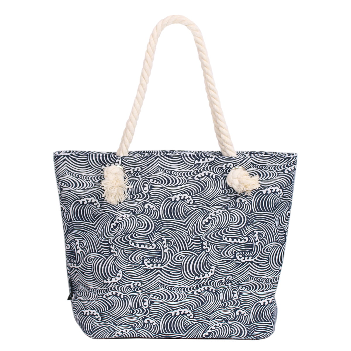 Premium Large Ocean Wave Print Cotton Canvas Tote Shoulder Bag Handbag ...