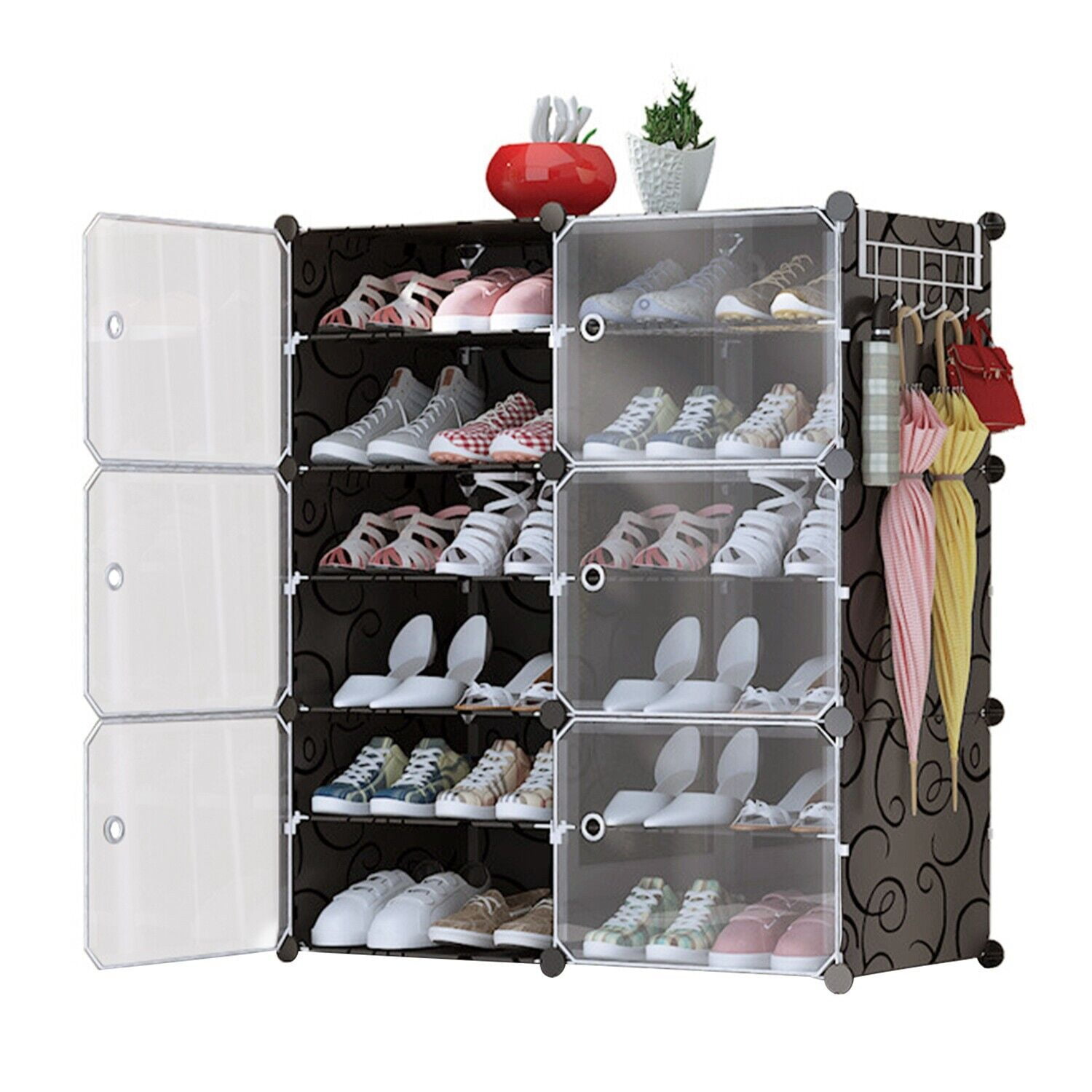 24 Pairs Shoe Rack Organizer 6-Tier Stackable Shoe Storage Cabinet ...