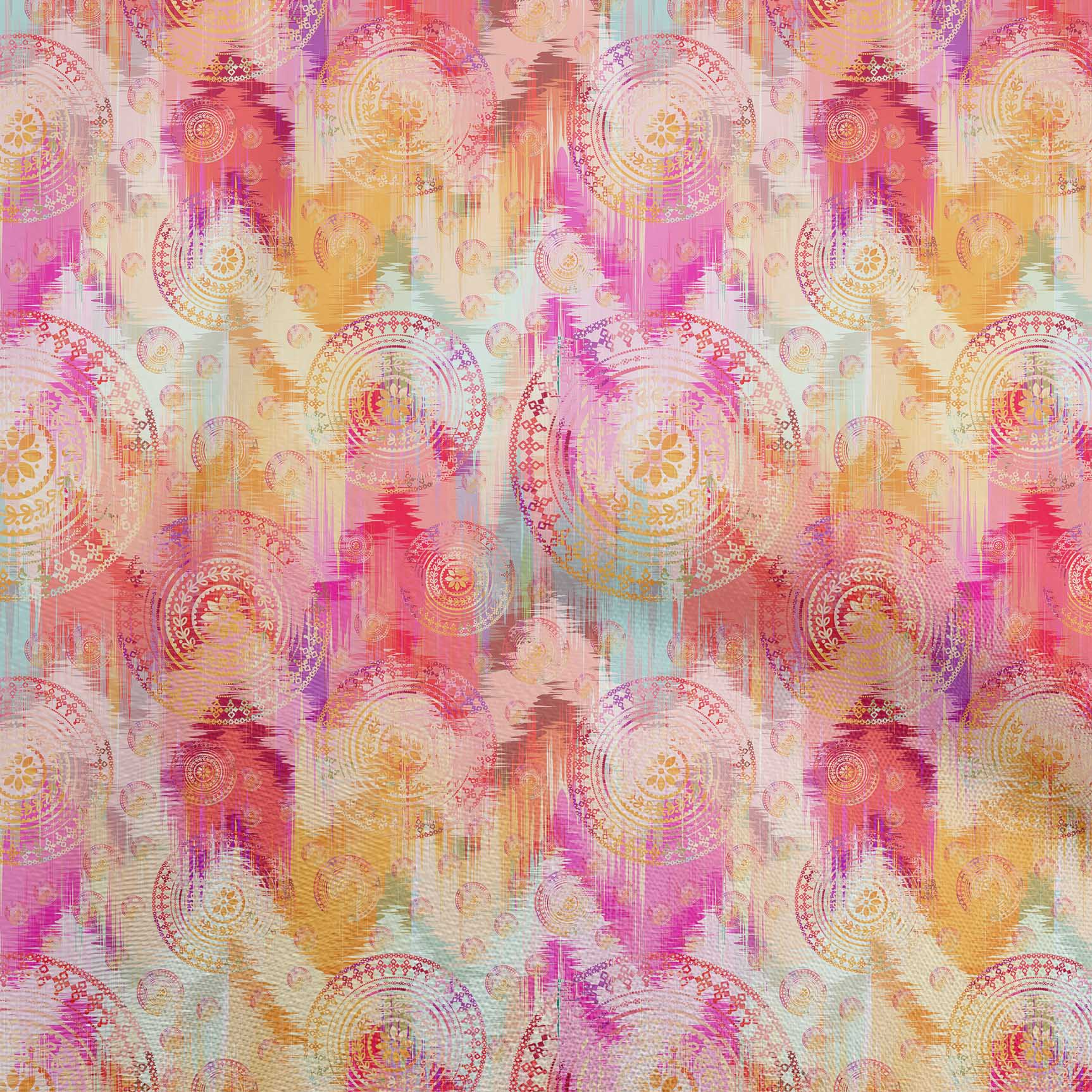 oneOone Silk Tabby Pink Fabric Swirl & Mandala Fabric For Sewing ...