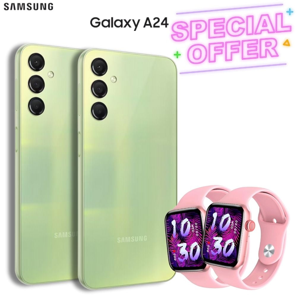 Combo 2 Samsung Galaxy A24 128GB/4GB Ram (Verdes)+ 2 Smartwaches (Rosas ...