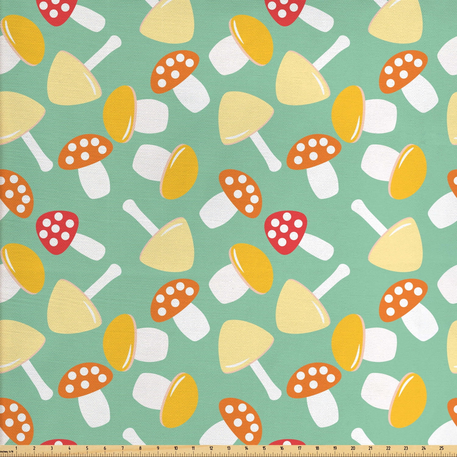 Mushroom Fabric by the Yard Upholstery, Colorful Themed Cheerful ...