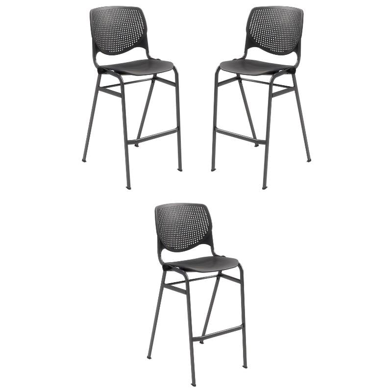 Home Square Stack Steel Frame Barstool in Black - Set of 3 - Walmart.com
