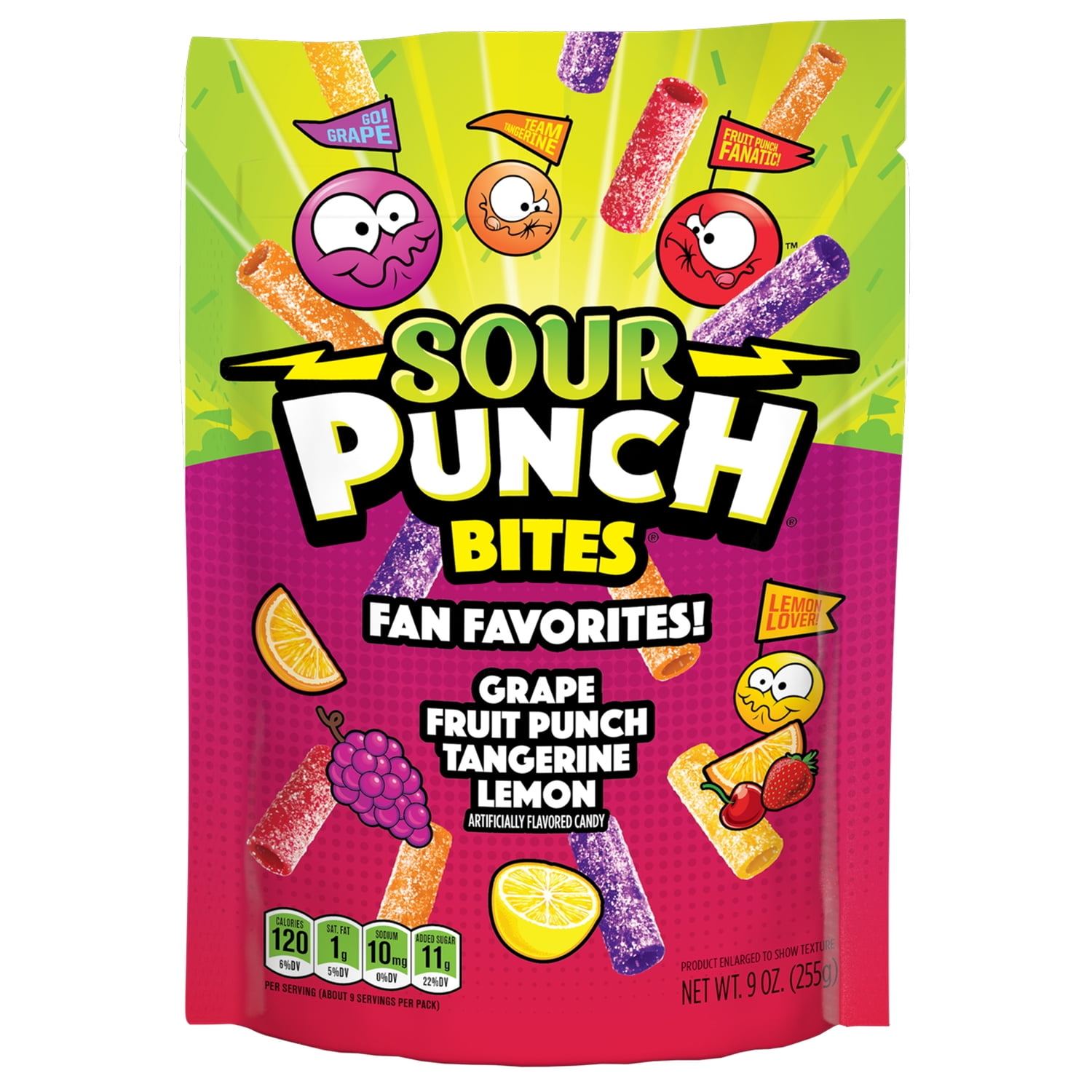 Sour Punch Bites, Fan Favorites Chewy Candy, Resealable 9oz Bag ...