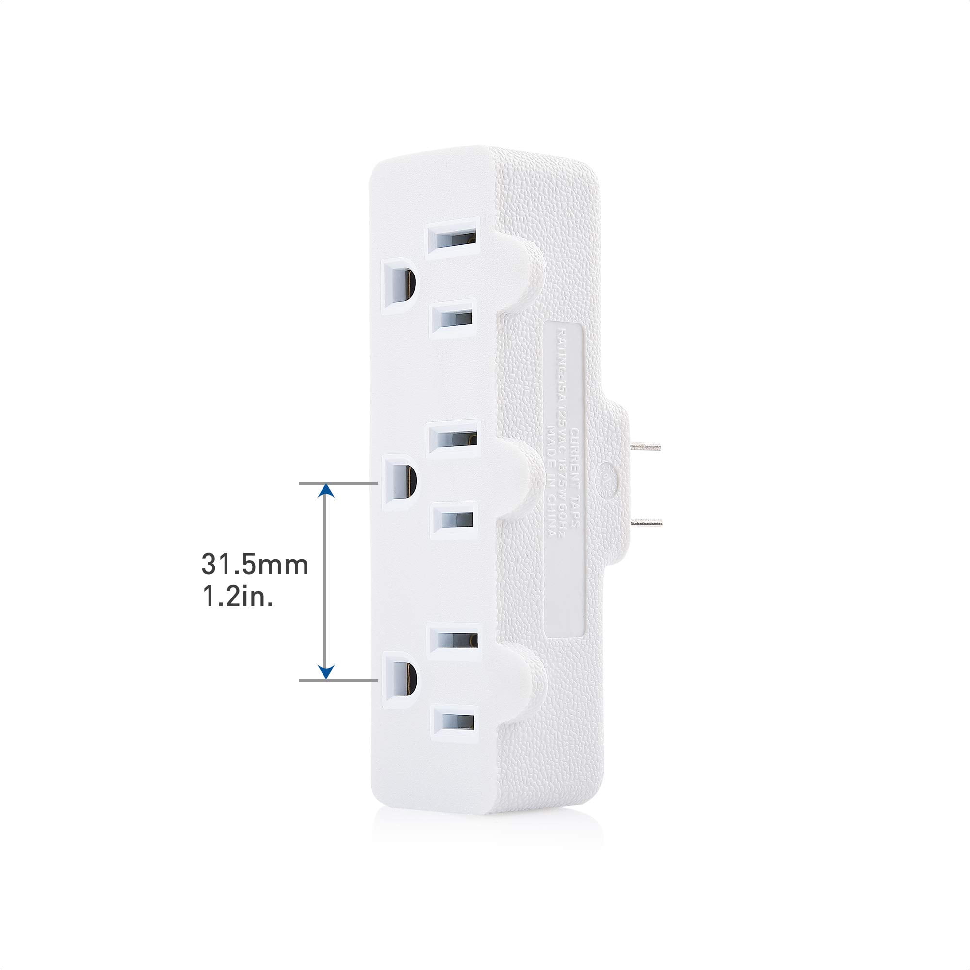 Cable Matters 2-Pack Spaced 3 Outlet Grounded Outlet Extender Wall Tap