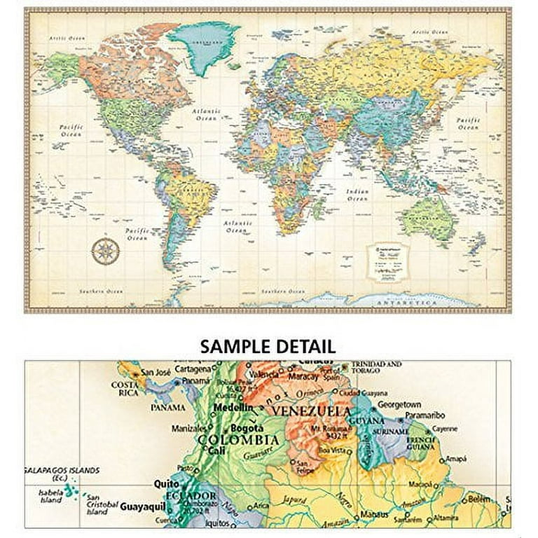 Rand Mcnally Laminated World Map Laminated World Map & US Map Poster
