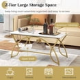 SolaceHue 2-Tier Rectangular Coffee Table, Faux Marble Table with Open ...