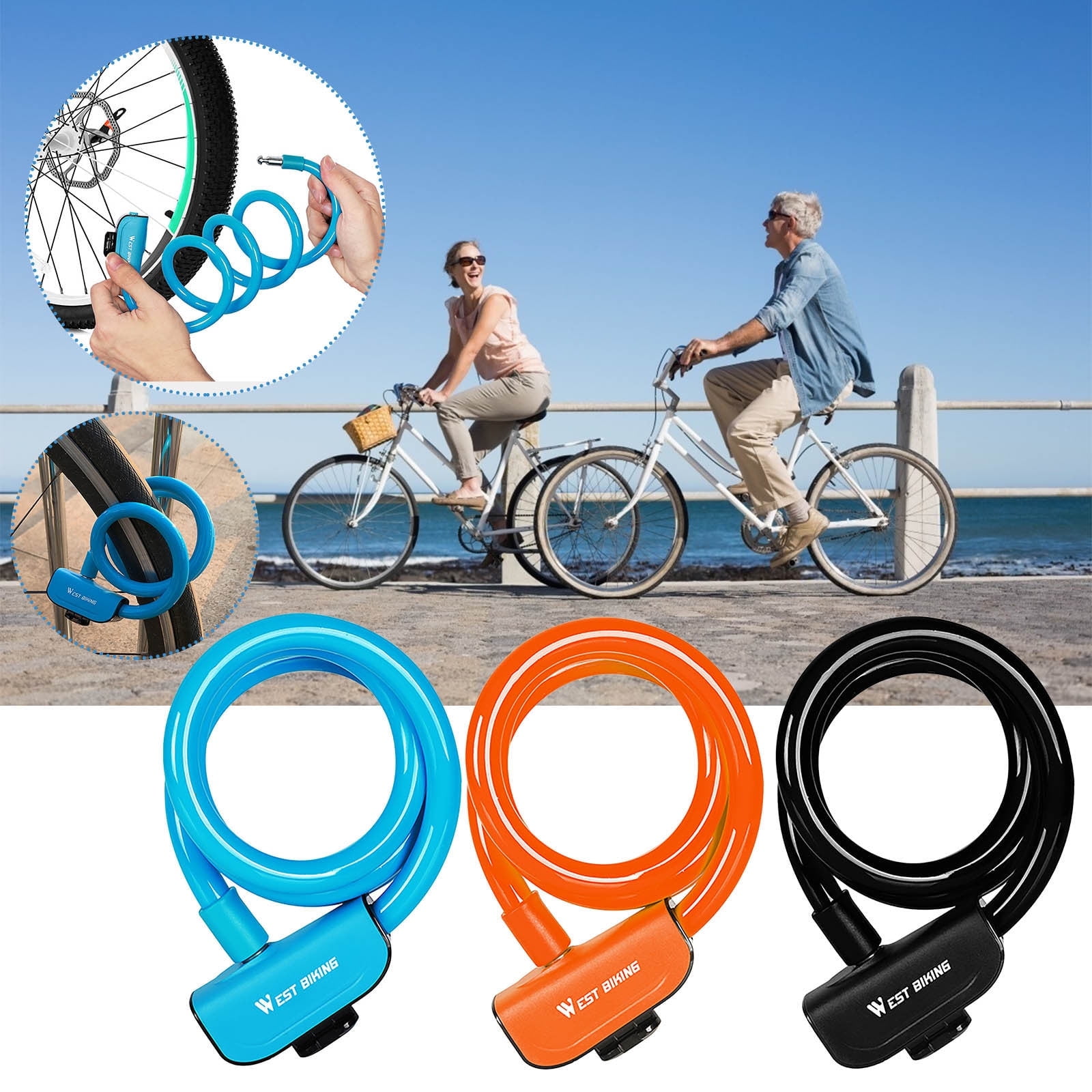 Jacenvly - Bicicleta de montaña de 47 pulgadas con cable de acero y candado para el Día de la ...