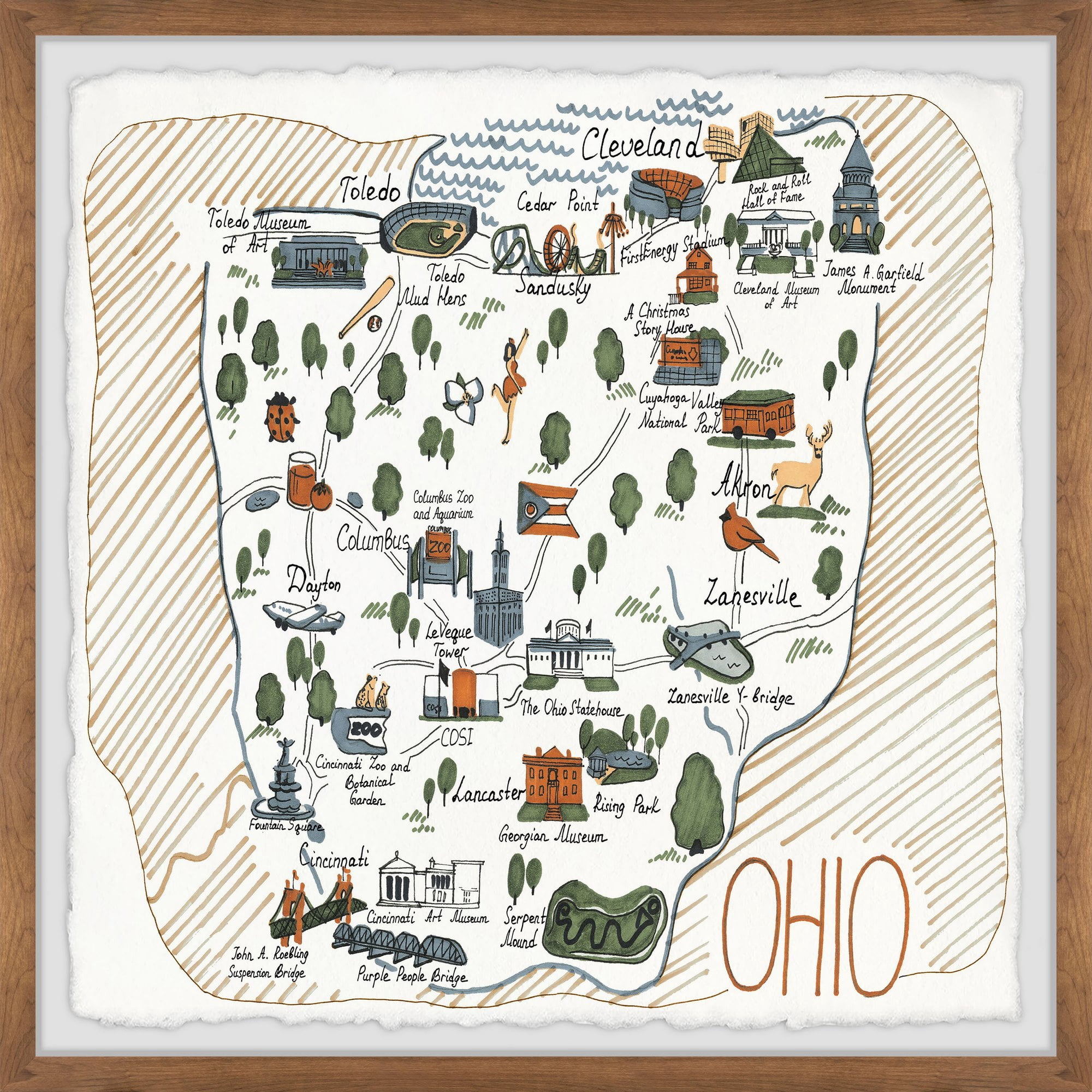 Prints Giclée Art & Collectibles Columbus Ohio city map art office ...