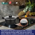 Vivicreate Cast Aluminum Stock Pot with Lid, Non-Stick Marble Coating ...