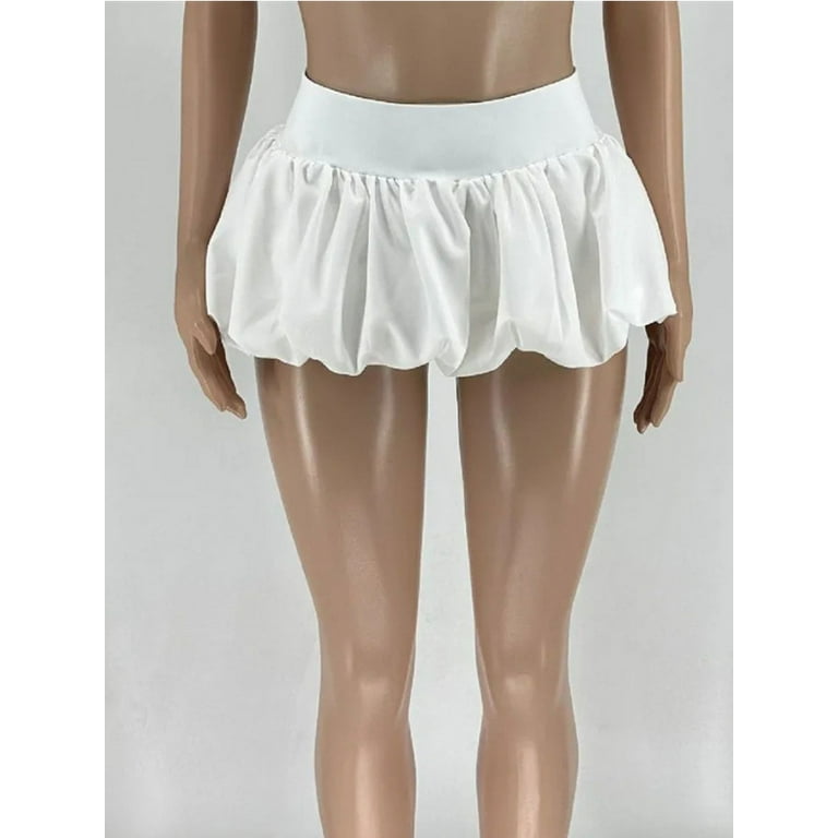 DEEPTOWN White Balloon Micro Mini Skirt 2024 New Sexy Club DEEPTOWN White Balloon Micro Mini Skirt 2024 New Sexy Club