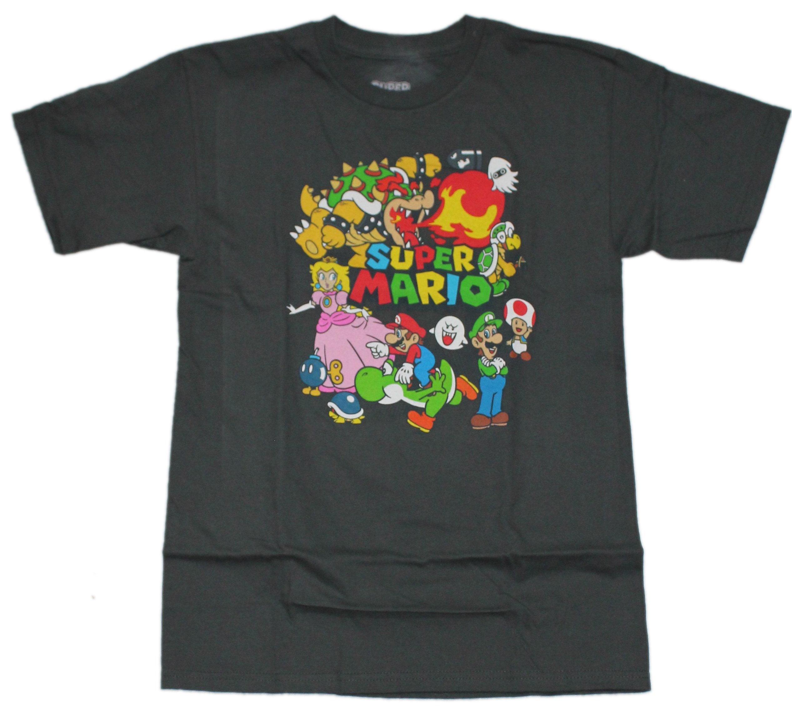 Super Mario Mens T-Shirt - Colorful Cast Around Logo (Medium) - Walmart.com