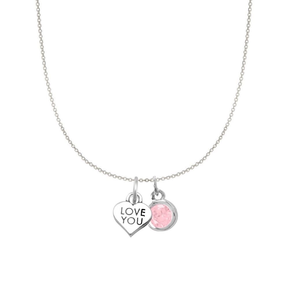 Precious Stars Sterling Silver Love You Heart and October Birthstone ...