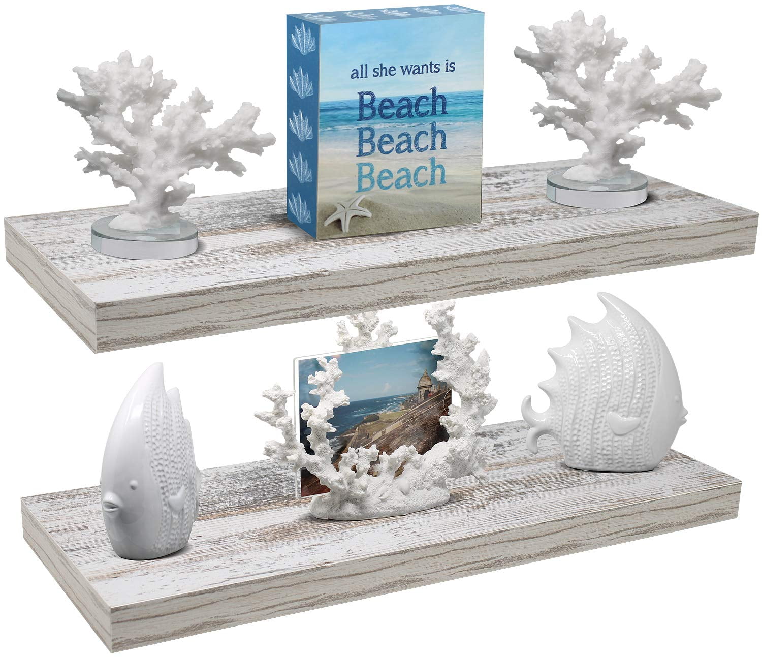 2 Tier Floating Shelf Large - White - Walmart.com