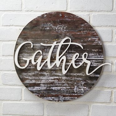 Parisloft Gather Rustic Wood Block Sign, Small Farmhouse Tabletop Decor ...
