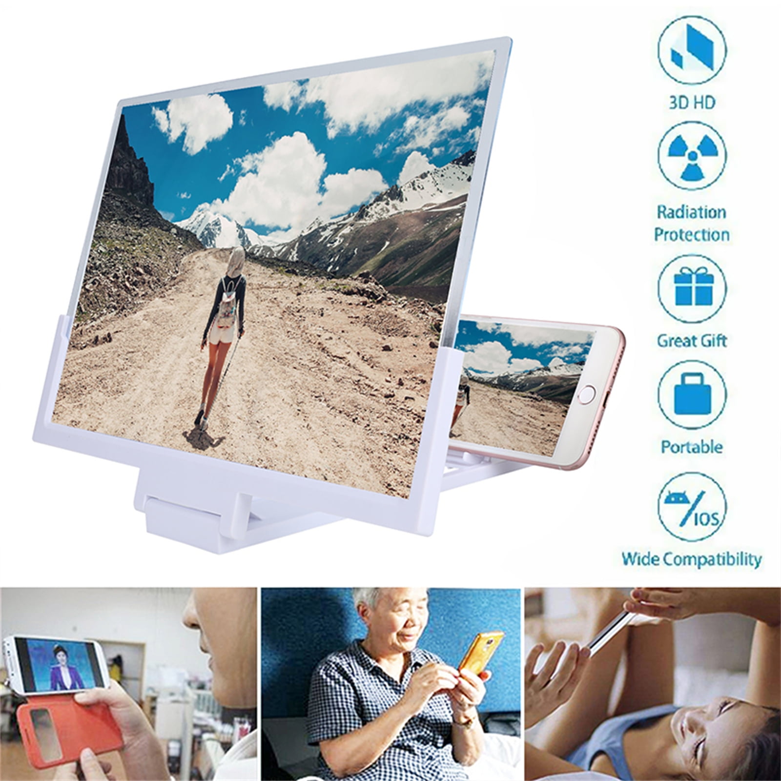 KKSQ 14" 3D Video Magnifier Phone Screen Video Amplifier Smartphone ...