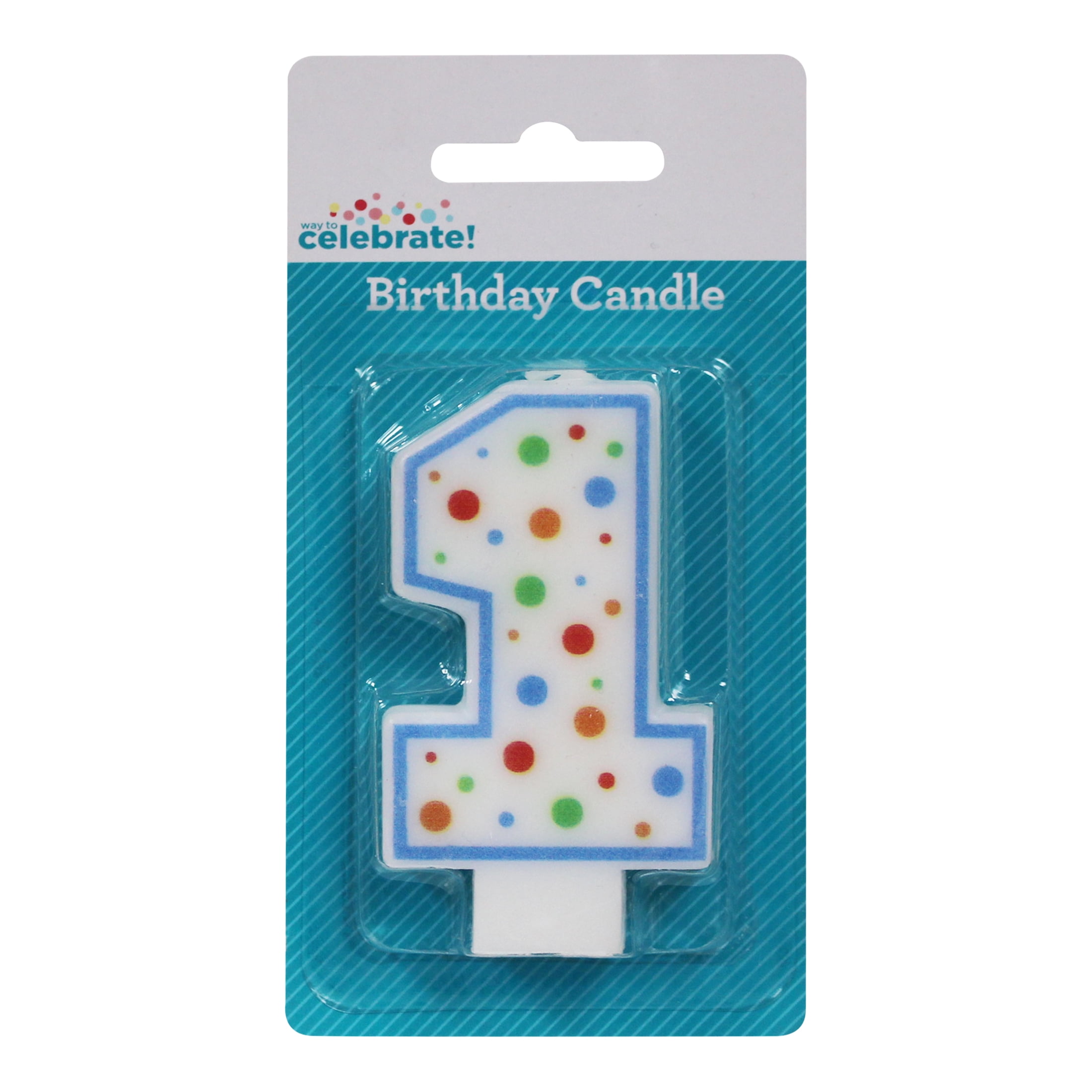 Way to Celebrate! Assorted Colors Birthday Candle, Number 1 - Walmart.com