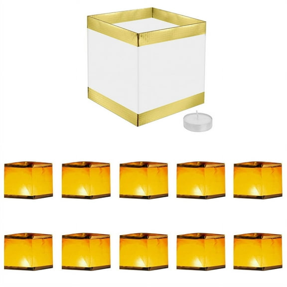 NOGIS 10Pack Paper Floating Water Lanterns,Gold+White Square Memorial ...