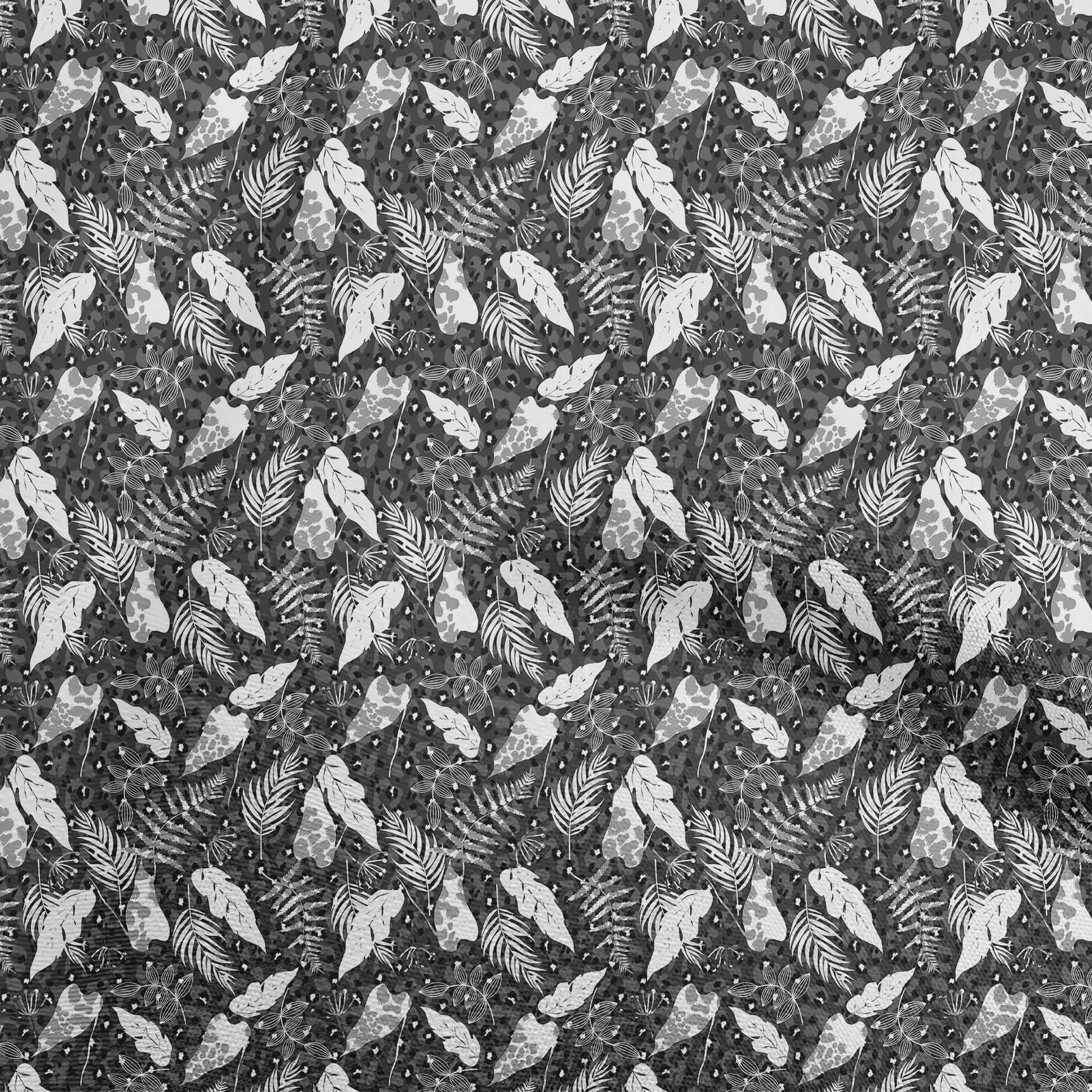 oneOone Silk Tabby Gray Fabric Tropical Leaf Dress Material Fabric ...