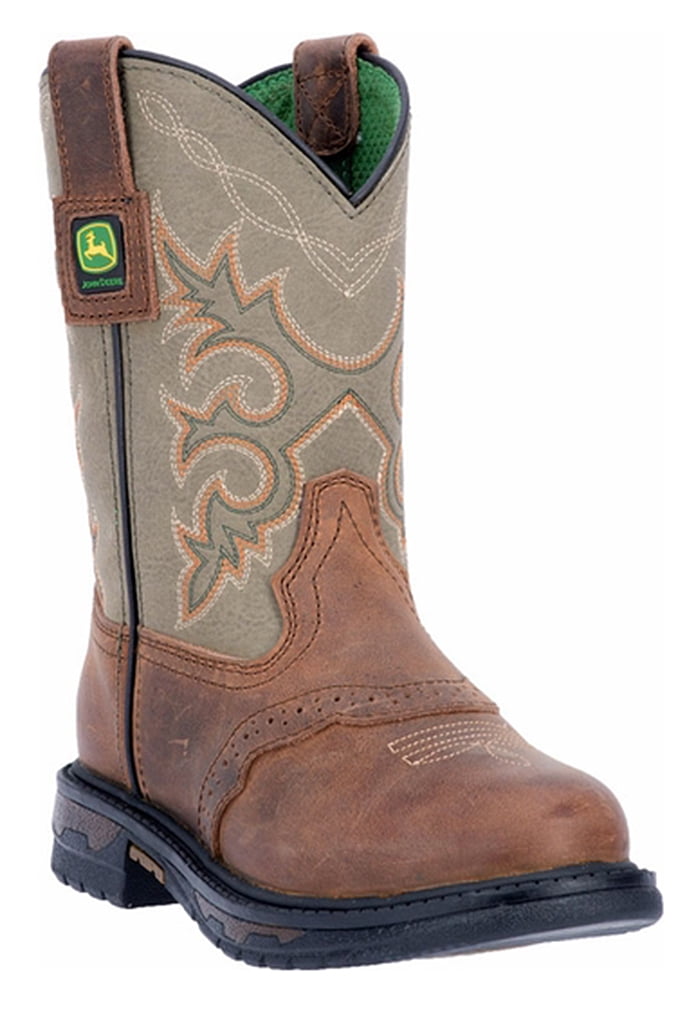 Johnny Popper Boy's Round Toe Cowboy Boots Brown Leather 10.5 Little ...