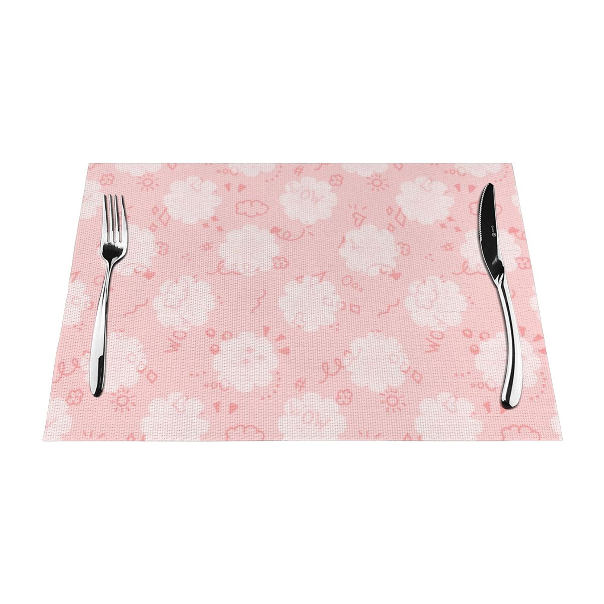 YFYANG Washable Heat-Resistant Placemats, 70% PVC/30% Polyester, Pink ...