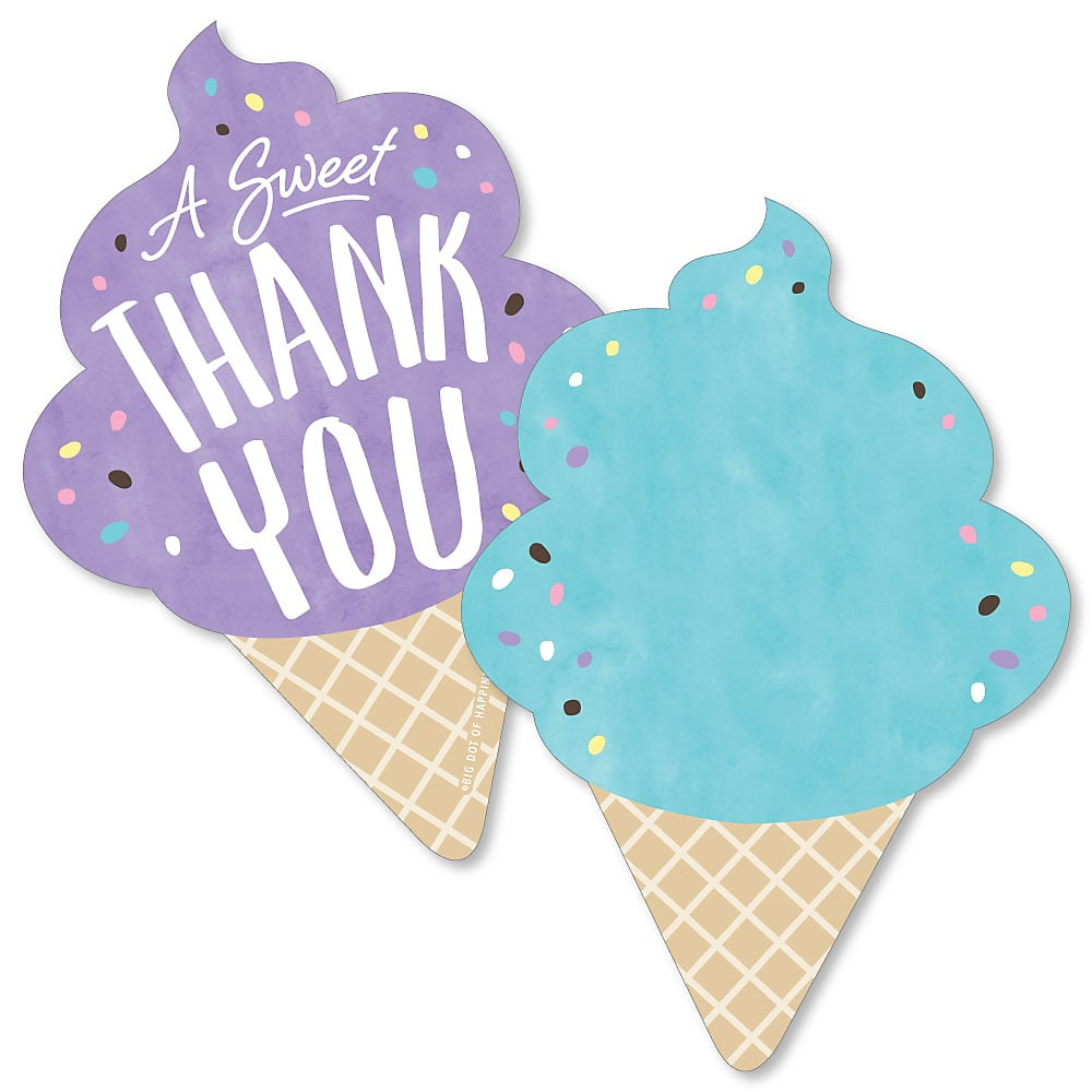Scoop Up The Fun - Ice Cream - Shaped Thank You Cards - Sprinkles Party ...