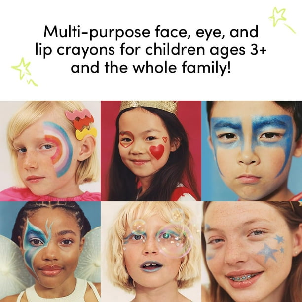 Evereden Kids Fantasy Face Crayon Gold Shimmer Non Toxic Kids Makeup Multi Purpose Face Eye Lip Crayon Natural Makeup for Kids Vegan Clean Makeup for Kids