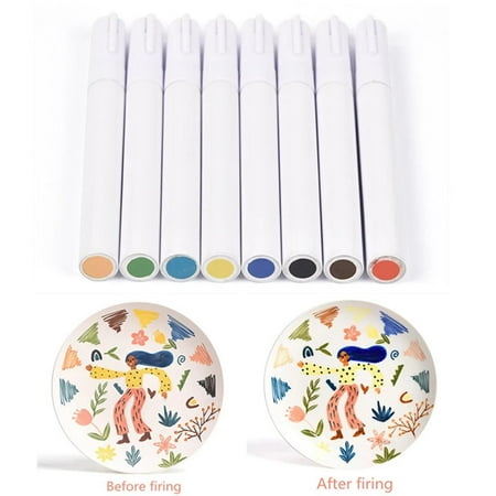 Ceramic Markers Porcelain Paint, Fine Tip Assorted Color for Glazed ...