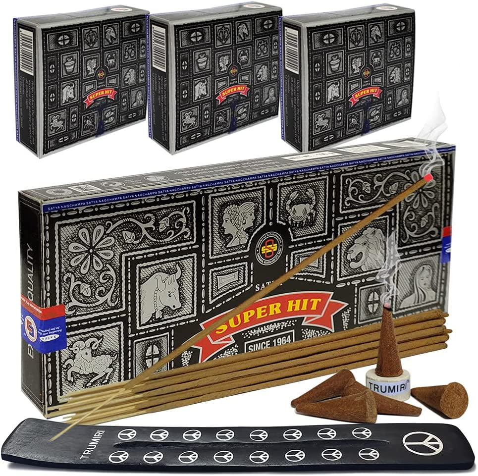 Super Hit Incense Sticks And Cones Variety Pack With Burner Holder ...