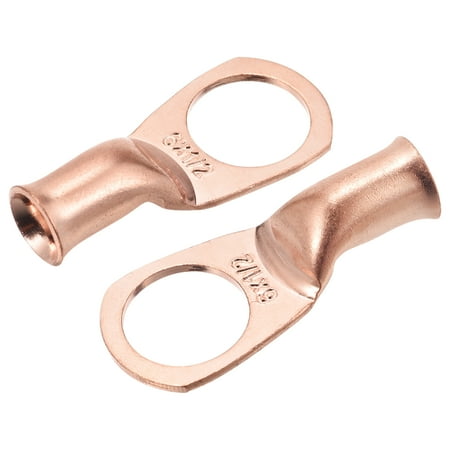Uxcell Battery Cable Ends 0.52 Inch 6 AWG Ring Terminals Bare Copper ...