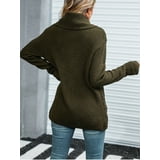 Cupshe Knitwear Sweater for Women Button Front Turtleneck Wrap Long ...