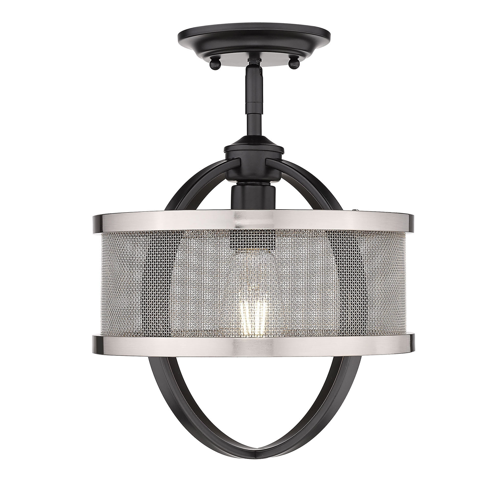 Golden Lighting Colson Semi-Flush (with shade) in Matte Black Pewter ...