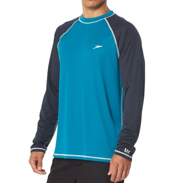 Men's Speedo 7482183 Easy Long Sleeve Loose Fit Swim Tee (Ocean Depths ...