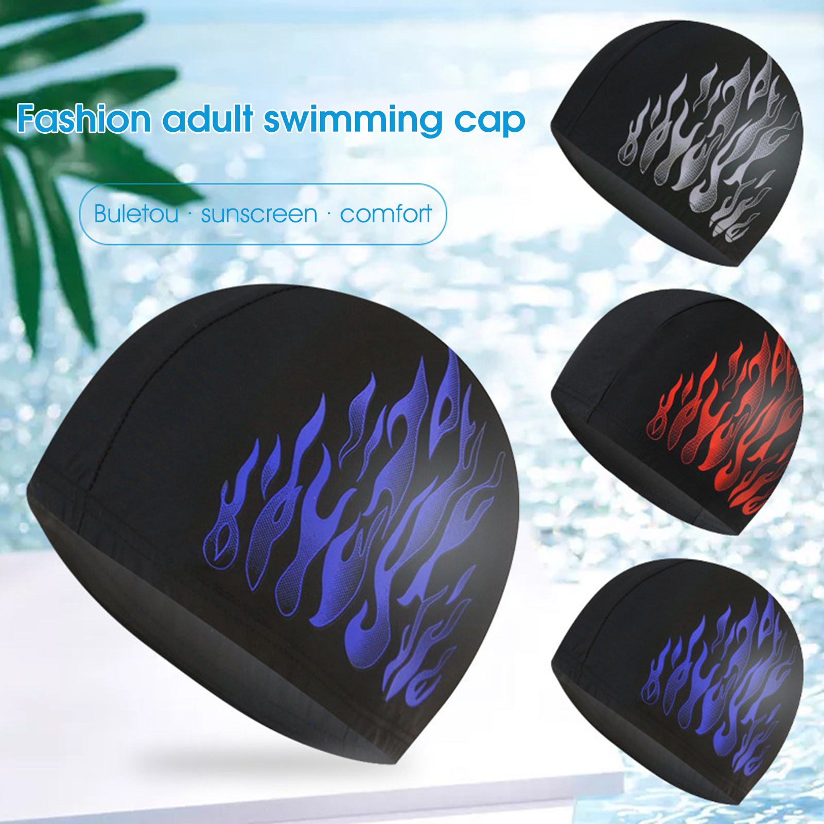 Hariumiu Sunscreen Tear-resistant Men Swimming Cap Nylon Cloth Flame ...