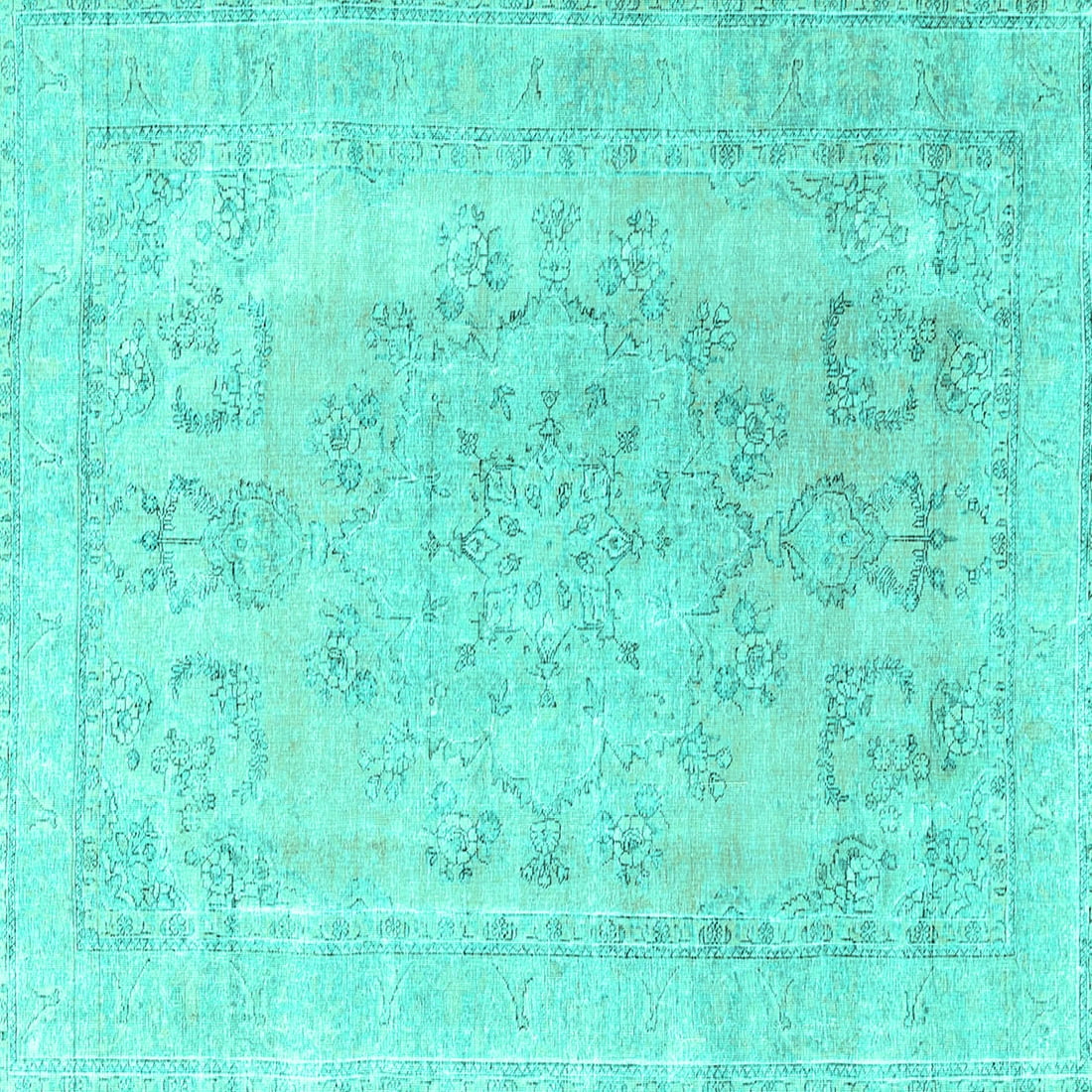 Ahgly Company Machine Washable Indoor Square Persian Turquoise Blue ...