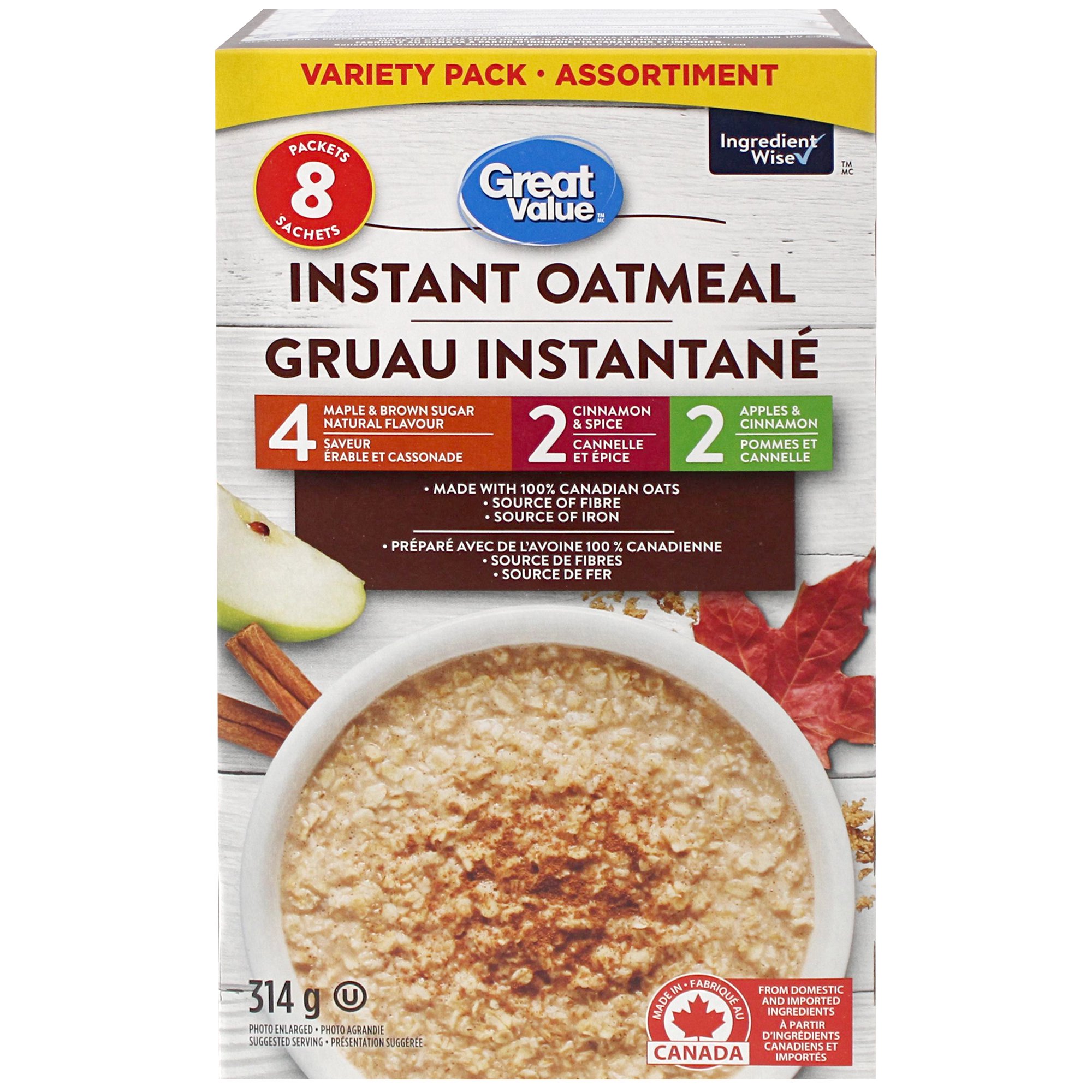 Click here for Great Value Variety Pack Instant Oatmeal 314 G prices