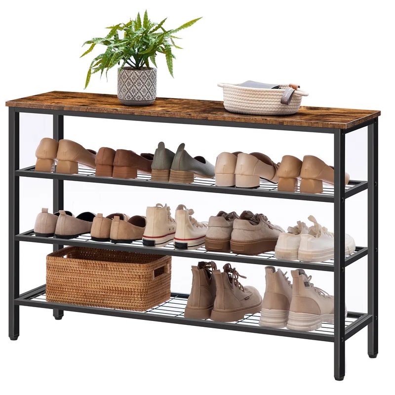 HOOBRO 4-Tier Shoe Rack Industrial Shoe Storage Organizer with 3 Metal ...
