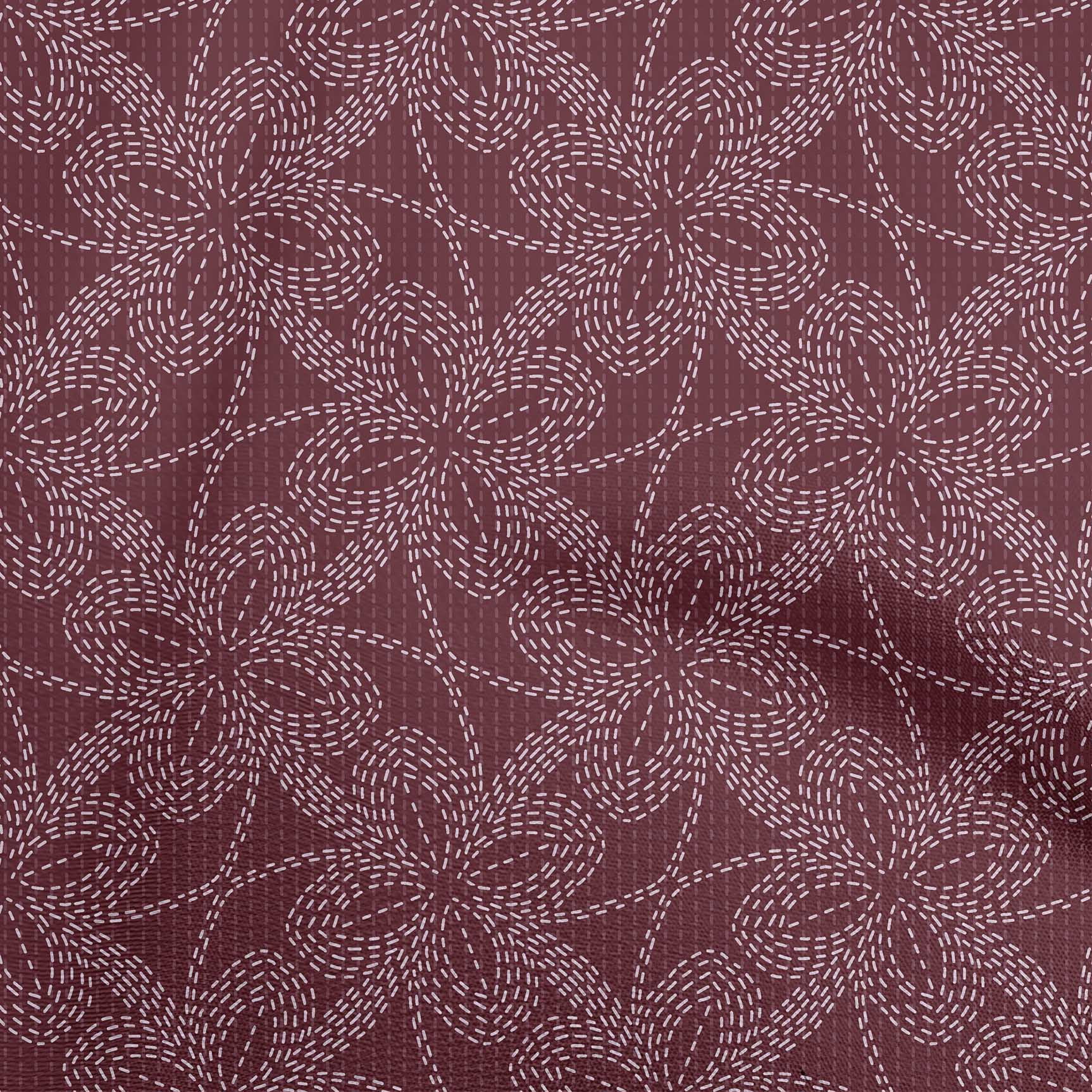 oneOone Cotton Jersey Maroon Fabric Running Stitch Floral Diy Clothing ...